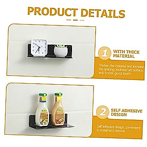 OKUMEYR 4pcs L-shaped Storage Rack Astetic Room Decor Adhesive Shelf Stick on Shelf Apothecary Jars with Lids Wall Floating Shelves Wall Hanging Decor Goblincore Room Decor Black