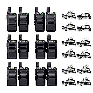 Case of 12, Retevis RT19 Walkie Talkies with Earpiece, Mini Two Way Radio Rechargeable,0.7 Inches Thick, Metal Clip, for Adults Commercial Restaurant Healthcare