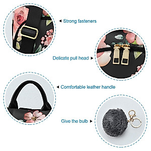 ALAZA Rose Flowers Floral Black Backpack Purse with Adjustable Straps