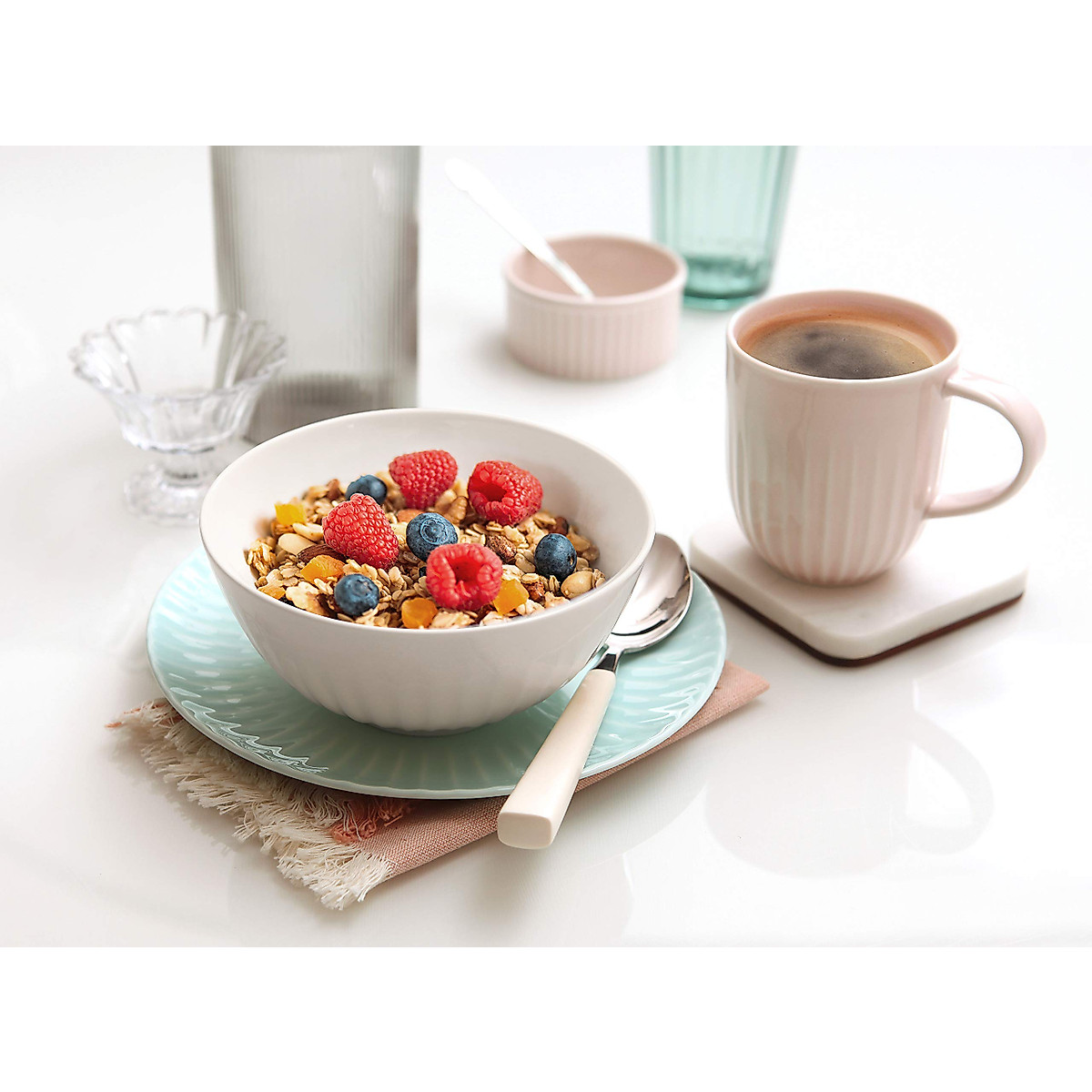 ZEN Pleats Porcelain Cereal Bowls 24oz Set of 6 (Mixed Color)