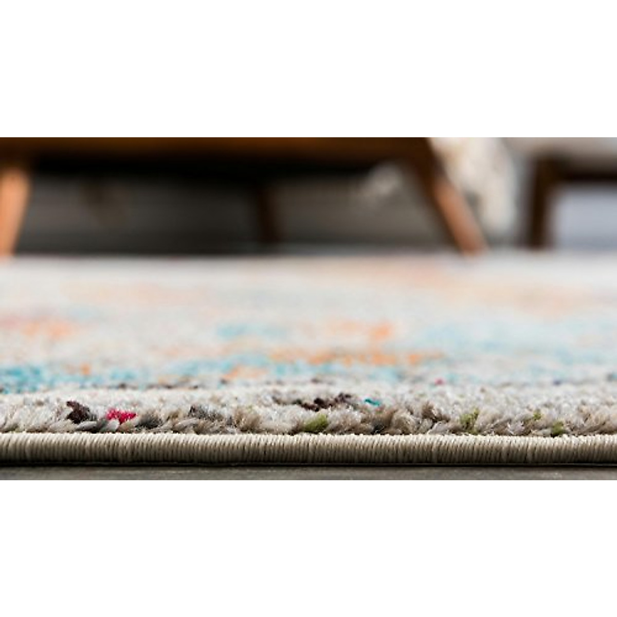 Unique Loom Chromatic Collection Modern Rustic & Vibrant Abstract Area Rug for Any Home Décor, Rectangular 8' 0" x 10' 0", Beige/Blue