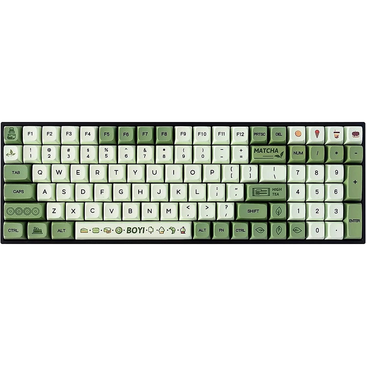 BOYI TK96 RGB Hot Swappable Wireless Matcha Keyboard,2.4Ghz/Bluetooth 5.0/Wired Keyboard N-Key Rollover Custom Gateron Yellow Switch Ergonomic Full Size Keyboard Green Gaming Keyboard