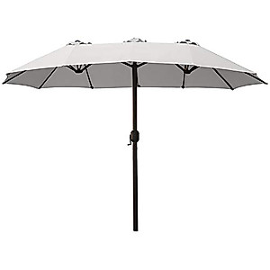 ABCCANOPY 15FT Double-Sided Aluminum Table Patio Umbrella Garden Large Umbrella,Swimming Pool 12+Colors,Light Gray