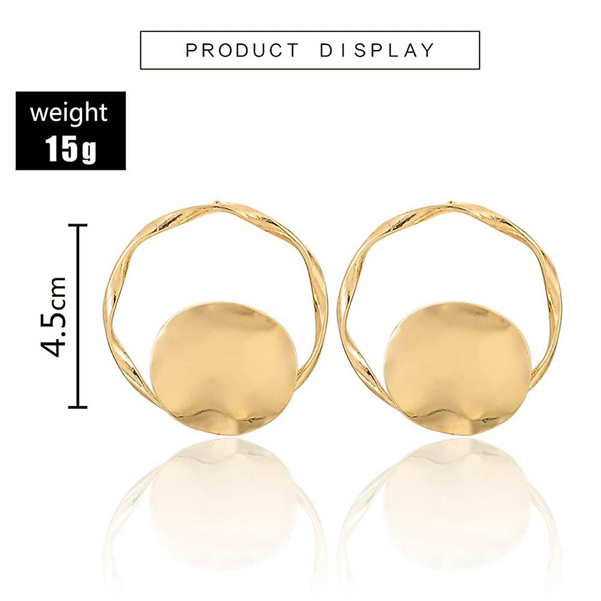 Doubnine Golden Statement Hoop Earrings Studs Metallic Minimalist Fashion Jewelry for Women (golden)