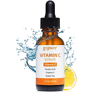 goPure Vitamin C Serum for Face - Radiance-Boosting Face Serum for Glowing Skin, Formulated with Antioxidants Vitamin C and Ferulic Acid to Support more Even-Toned and Brighter-Looking Skin - 1 fl oz