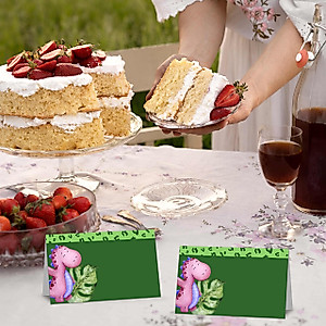 anhpover Dinosaur Place Cards For Table Setting, 25 Pcs Half-Fold Name Place Cards, Tent Style Cards For Receptions Parties Events Celebrations, Dino Food Tent Labels, A04