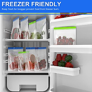 Wovtary 12 Pack Reusable Gallon Freezer Bags Dishwasher Microwave Safe,BPA Free Reusable Bags Silicone Stand Up Leakproof Reusable Food Storage Bags for Meal Prep Fruits Fridge Kitchen Organization