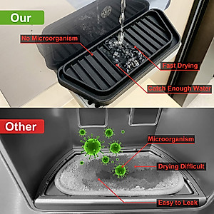 KindGa Refrigerator Drip Catcher Tray,Protector Ice and Water Dispenser Pan,Fridge Spills Water Pad Catch Basin for Drainage 2 Pack (Rectangular,Black)