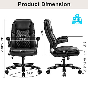 SOERGO Home Office Chair, Executive Comeputer Desk Chair Ergonomic Office Chair with Adjustable Lumbar Support, Tilt Lock, PU Leather, Swivel Rolling Chair for Gaming Adult Working Study-Black