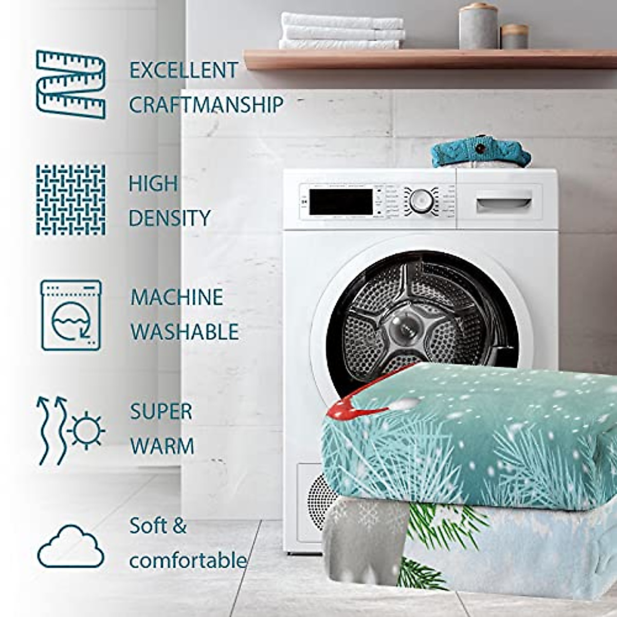 Flannel Fleece Bed Blanket Lightweight Cozy Plush Throw Blanket for Bedroom/Living Rooms/Sofa/Couch, Christmas Gnome Named Tomte Standing in Winter 60" x 80"