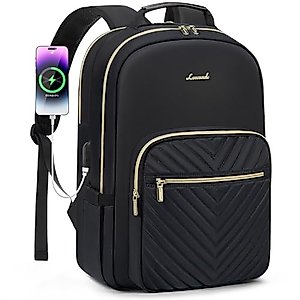 LOVEVOOK Laptop Backpack for Women 18.4 inch,Cute Womens Travel Backpack Purse,Professional Laptop Computer Bag,Waterproof Work Business College Teacher Bags Carry on Backpack with USB Port,Black