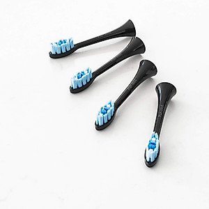 Sonic Clean Brush Replacement Heads Soft Dupont Bristles Four (4) Pack Electric Toothbrush Heads (Black (Diamond Edition))