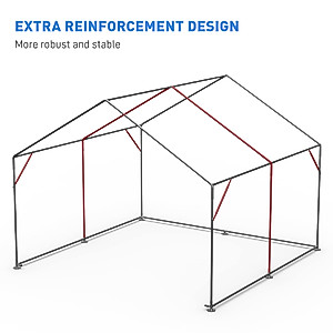 WIILAYOK Outdoor Storage Shelter, 10x10 ft Portable Shed with Roll up Zipper Door, Waterproof and UV Resistant Anti-Snow, Heavy Duty Carport for Storing Garden Tools, Outdoor Equipment