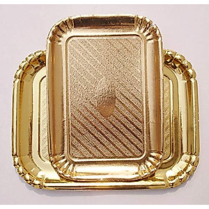 gold cookie tray Gold Cake Trays gold rectangle dessert trays gold disposable serving trays for parties and gold trays for dessert table (Pack of 12 )