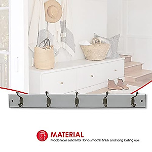 Home Basics Durable 5-Double-Hooks Wall Mounted Hanging Rack (White) | Place in Entry Way | Hanging in a Garage | Store Essentials Before You Leave The House