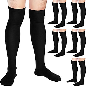 Sureio 6 Pairs Thigh High Men's Compression Socks 20-30 Mmhg Knee Compression Socks Xl Grip for Men and Women