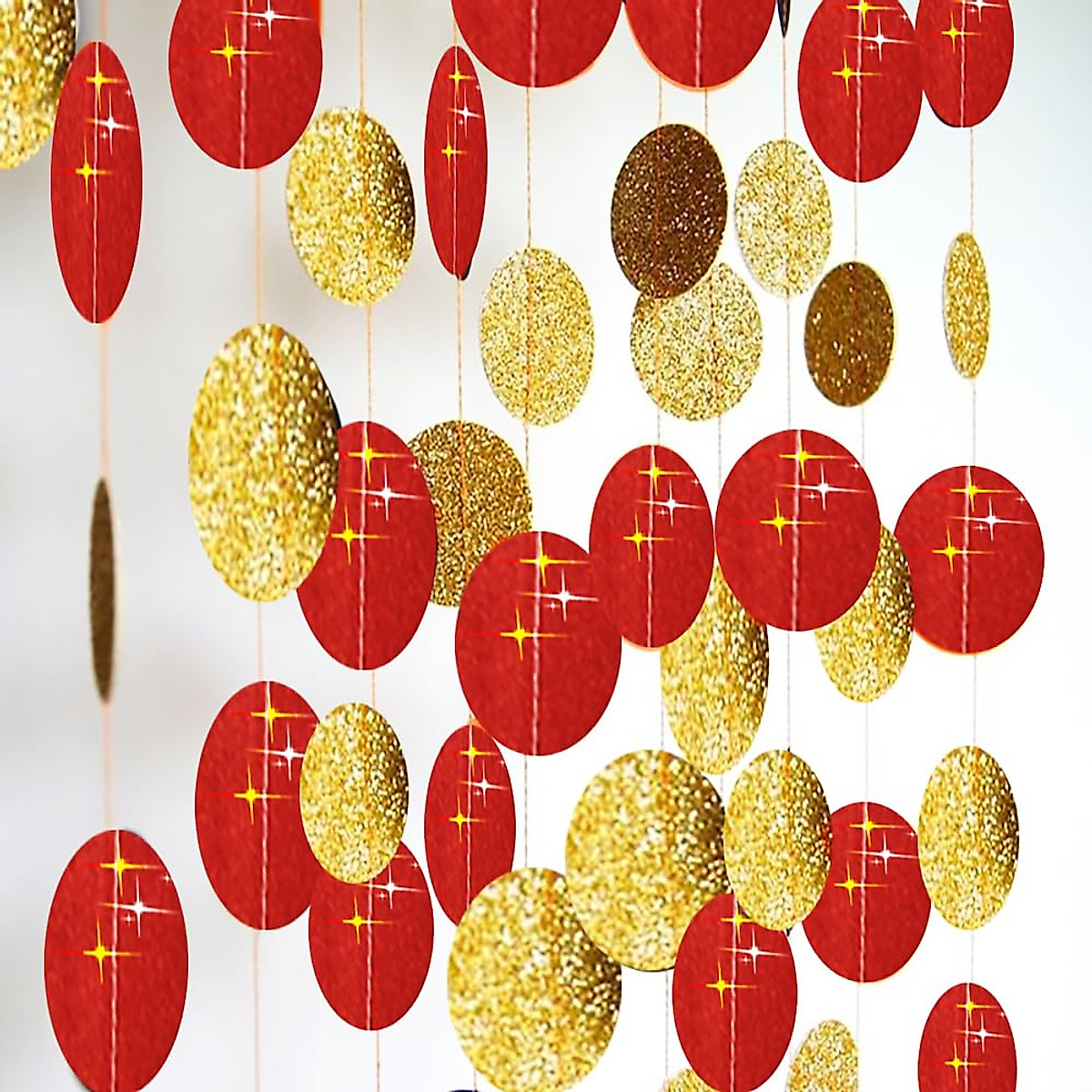 Red Gold Party Decorations/Graduation Decorations Red Gold 2024/Valentines Day Decorations Red Gold Graduation Party Decorations USC/Red Gold Birthday Paper Garlands for Christmas