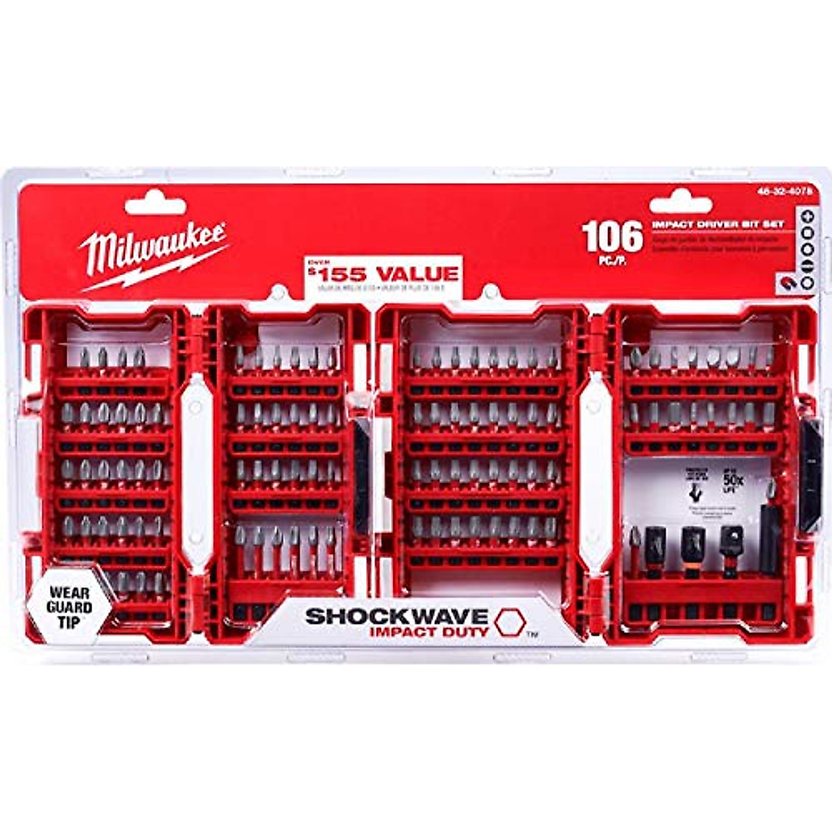Milwaukee Impact Driver Drill Bit Set 106 piece (48-32-4078) Shockwave Impact Duty
