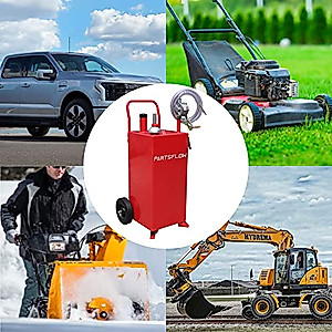 PartsFlow 30 Gallon Gas Caddy Portable Fuel Tank Large Gasoline container Diesel portable gas tank with pump Rolling and Solid Rubber Wheels for Boat,ATV,Motorcycle,UTV,Car