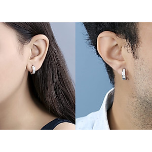 Dazzlingrock Collection Round White Diamond Double Row Unisex Hoop Earrings in 925 Sterling Silver