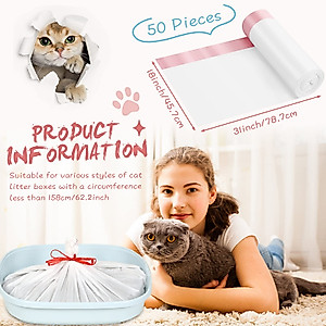 Colarr 50 Count Large Cat Litter Box Liners 31 x 18 Inch Liners Bags with Drawstring Cat Liners for Litter Box Pets Cats