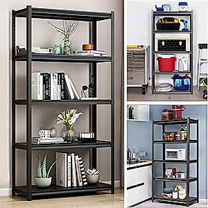 5-Tier Garage Shelving,Garage Storage Heavy Duty Shelving,Adjustable Metal Storage Shelf Units and Storage,Heavy Duty Metal Shelving,Metal Shelves Rack Warehouse Industrial Storage 63*31.5*15.7 Inch