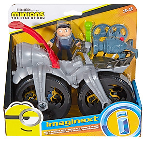 Fisher-Price Imaginext Minions Gru's Rocket Bike, Character Figure and Push-Along Toy Bicycle Set for Preschool Kids Ages 3-8 Years