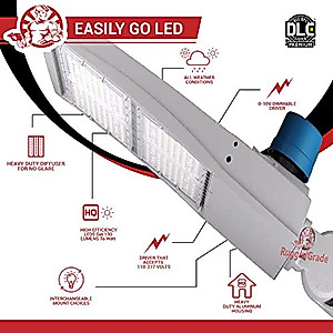 300 Watt LED NextGen II Parking Lot Lights – 40,000 Lumens – Super Efficiency 130 Lumen to Watt - 5000K - with Photocell - Silver/Gray Housing