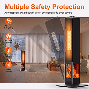 SUNGDOGIN Space Heater Indoor Use for Large Room,1500W Tower Heater W/Thermostat,32" Heater Bedroom,Room Heaters for Indoor Use W/Remote,Ceramic Heaters for Indoor Use W/ 90° Oscillating 24H Timer