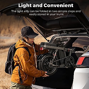 BPNN Electric Bike for Adult Folding, Ebike 7 Shock Absorbers 14" Tire 350W（600W Peak Power Motor） 48V 10Ah 19.2MPH E Bike City Cruiser Commuter Electric Bicycles E-Bike