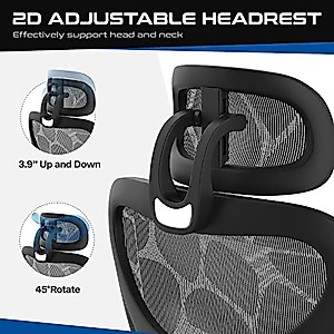 Laziiey Ergonomic Office Chair with Lumbar Support, Mesh Desk Chair with 4D Adjustable Arms Headrest, High Back Computer Chair for Home Office Work (Black)