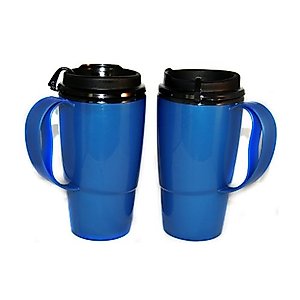 GAMA Electronics 2 Insulated ThermoServ Coffee Mugs 16 oz. Blue