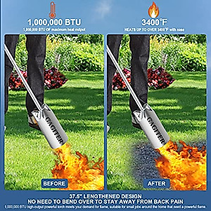Propane Torch Weed Burner Kit, Blow Torch High Output 1,000,000 BTU, Heavy Duty Flamethrower with 10FT Hose Hose and Handwheel for Flame Weeding,Roof Asphalt,Ice Snow,Road Marking,Charcoal