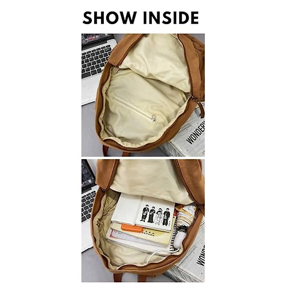 JHTPSLR Dark Academia Aesthetic Backpack Canvas Backpack Vintage Aesthetic Backpack Laptop Backpack Book Bags Casual Daypack (Dark Green)