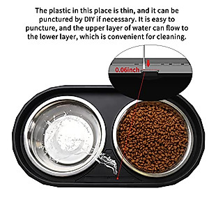 MASOCAT Raised Dog Bowls,Stainless Steel Dog Food Dish and Pet Water Bowls,Elevated Height Adjustable Double Bowl with Stand for Small Medium Dogs and Cats (Black)