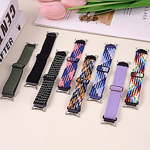 𝐤𝐢𝐭𝐰𝐚𝐲 Pixel Watch Band-Stretchy Braided Solo Loop Compatible for Google Pixel Watch Band, Adjustable Stretchy Nylon Elastic Straps for Google Pixel Watch Band for Google Watch Band Women Men (2P-C)