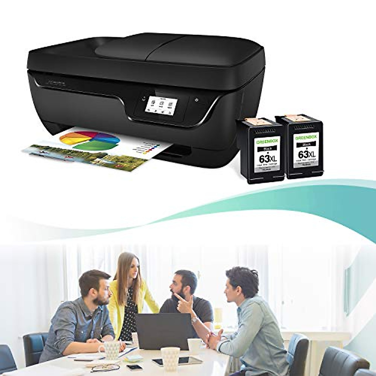 GREENBOX Remanufactured Ink Cartridge 63 Black Replacement for HP 63 63XL for HP OfficeJet 3830 5255 5258 Envy 4520 4512 4513 4516 DeskJet 1112 1110 3630 3632 3634 2130 2132 Printer (2 Black)