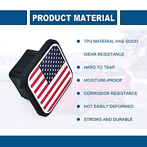 1 PC Trailer Hook Dust Proof Plug, USA American Metal Flag Trailer Hitch Cover Tube Plug, Heavy Duty Trailer Hitch Tube Cover, Car Accessories, Suitable for Most Cars and Trailers (Red)