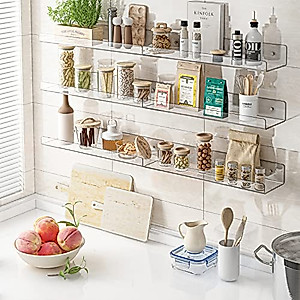 Fixwal Acrylic Shelves, 15 Inch Floating Wall Mounted Shelves, Clear Funko Pop Display Case, Invisible Bookshelf, Wall Decor for Kids and Bathroom Storage, Set of 6