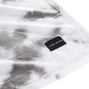 Lucky Brand Oversized Super Plush Microfiber Throw Blanket in Printed White/Gray Tie Dye, 50in x 70in