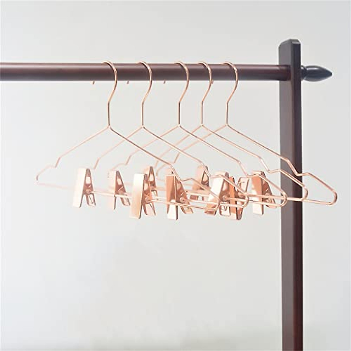 EYHLKM 5pcs Metal Trouser Hanger for Trousers Socks & Skirts Hanging Rack Space-Saving Clothes Hangers Clothing Storage ( Color : Rose Gold )