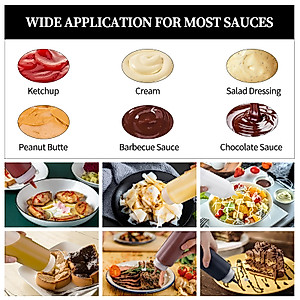 Squeeze Bottles for Sauces,16oz Plastic Bottles with Squeeze Top Set of 6 Refillable Clear Squeeze Bottle with Squirt Nozzle,Leakproof Lid and Measurements for Ketchup, Sauces, Cooking Oil, Syrup