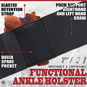 Bundle of Belly Band + Ankle Holster, Concealed Carry with Magazine Pocket/Pouch for Women Men Compatible with Glock, Ruger LCP, M&P Shield, Sig Sauer, Ruger, Kahr, Beretta, 1911, etc