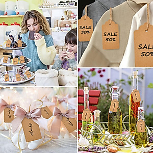 200PCS Kraft Paper Gift Tags with String, Blank Gift Bags Tags Price Tags(Brown)