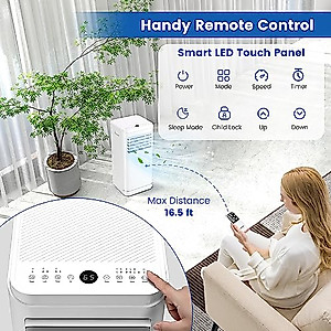 SIMOE 10000 BTU Portable Air Conditioners, Portable AC Unit with Cool, Dehumidifier & Fan Modes, Cools up to 350 Sq. Ft, Room Air Conditioners with Remote Control, 24 Hour Timer, Installation Kit