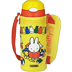 Thermos FHL-402FB Y-OR Water Bottle, Vacuum Insulated Straw Bottle, 13.5 fl oz (400 ml), Miffy Yellow Orange, Cold Insulating