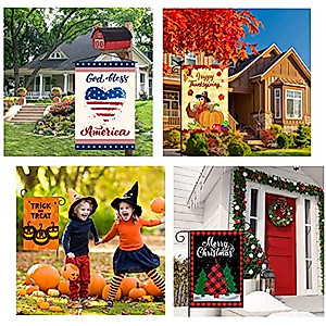 Yileqi 20pcs Seasonal Garden Flags Set Double Sided Holiday Small Yard Flags, Christmas Winter Garden Flag for Outdoor Decoration 12x18 Inch Durable Anti-Fade