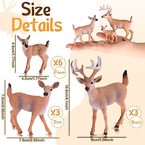 12 Pieces Deer Figurines Toy Realistic Deer Family Figurines Forest Animals Figures Miniature Woodland Creatures Figurines Miniature Toys Cake Toppers for Birthday Party Bridal Shower