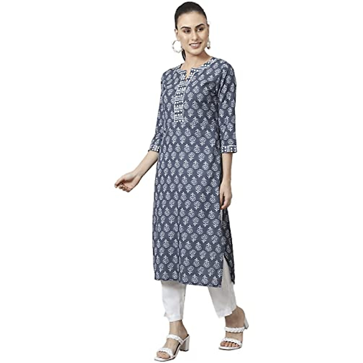 ROYALINK Indian Women's Tunic Tops Cotton Kurta for girls (as1, alpha, x_l, regular, regular) Grey
