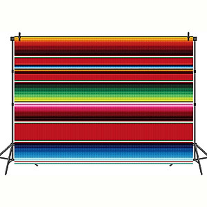 MAQTT 72X60in Mexican Theme Party Striped Backdrop Fiesta Cinco De Mayo Background Party Decoration for Cake Table Decor Photo Booth Banne…
